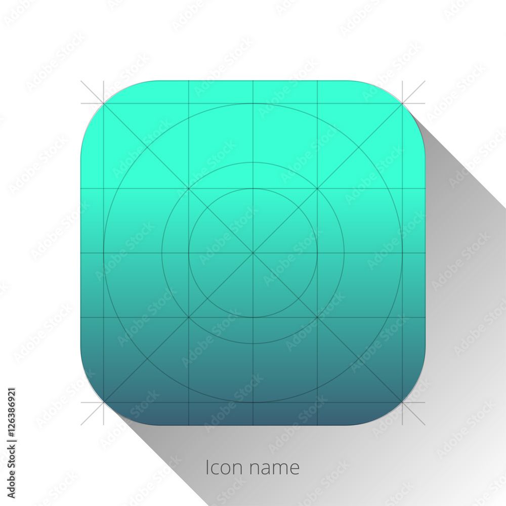 Abstract blue app icon, blank button template with flat designed shadow ...