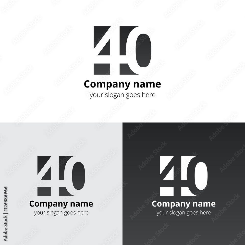 40 logo icon flat and vector design template. Monogram years numbers ...
