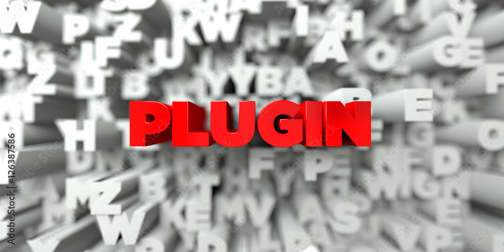PLUGIN - Red text on typography background - 3D rendered royalty free ...