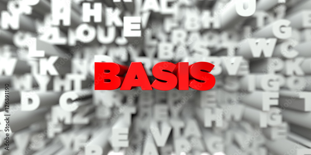 BASIS - Red text on typography background - 3D rendered royalty free ...