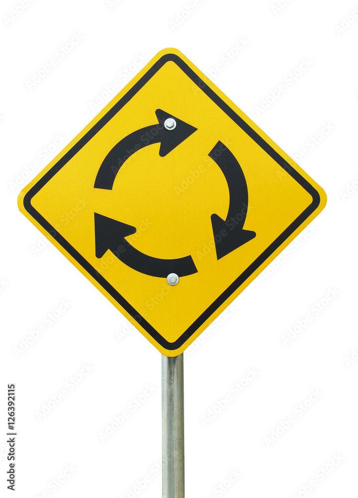 Traffic Circle sign isolated on white background Stock Photo | Adobe Stock