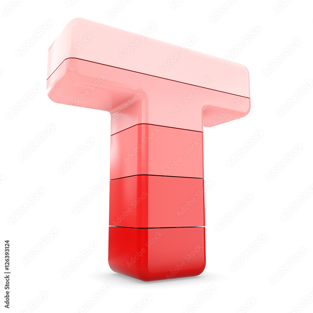 3d red color letter T isolated white background. Stock Illustration ...
