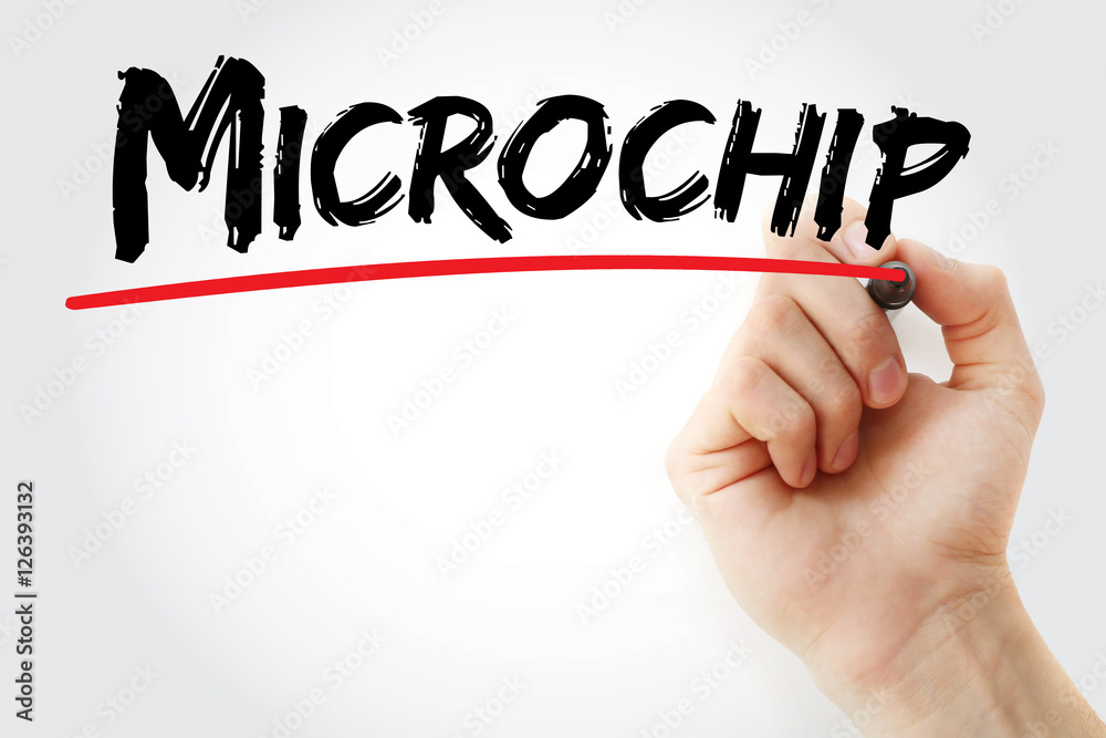 Hand writing Microchip with marker, concept background Stock Photo ...