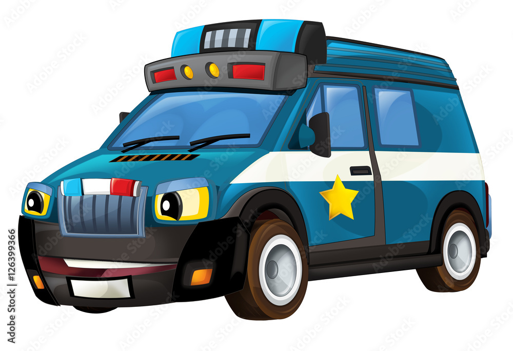 Cartoon police car - van - isolated - illustration for children Stock ...