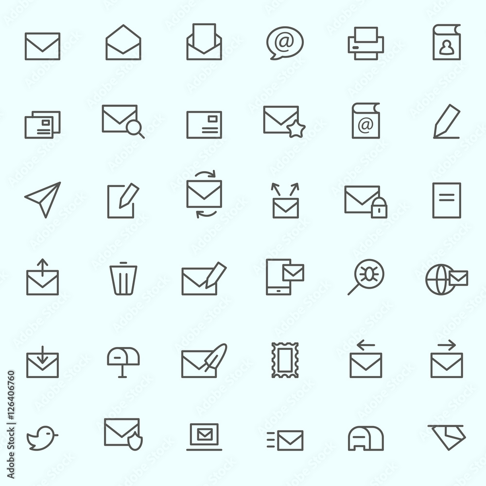 Mail icons, simple and thin line design Stock Vector | Adobe Stock