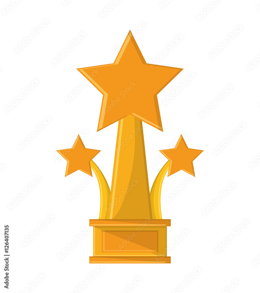 Gold trophy with star icon. Winner competition success price and award ...