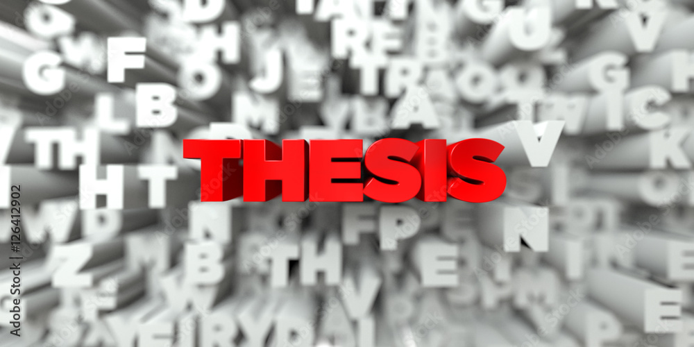THESIS - Red text on typography background - 3D rendered royalty free ...