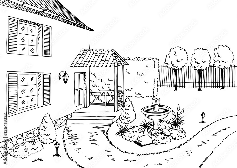 Garden Black And White Clipart