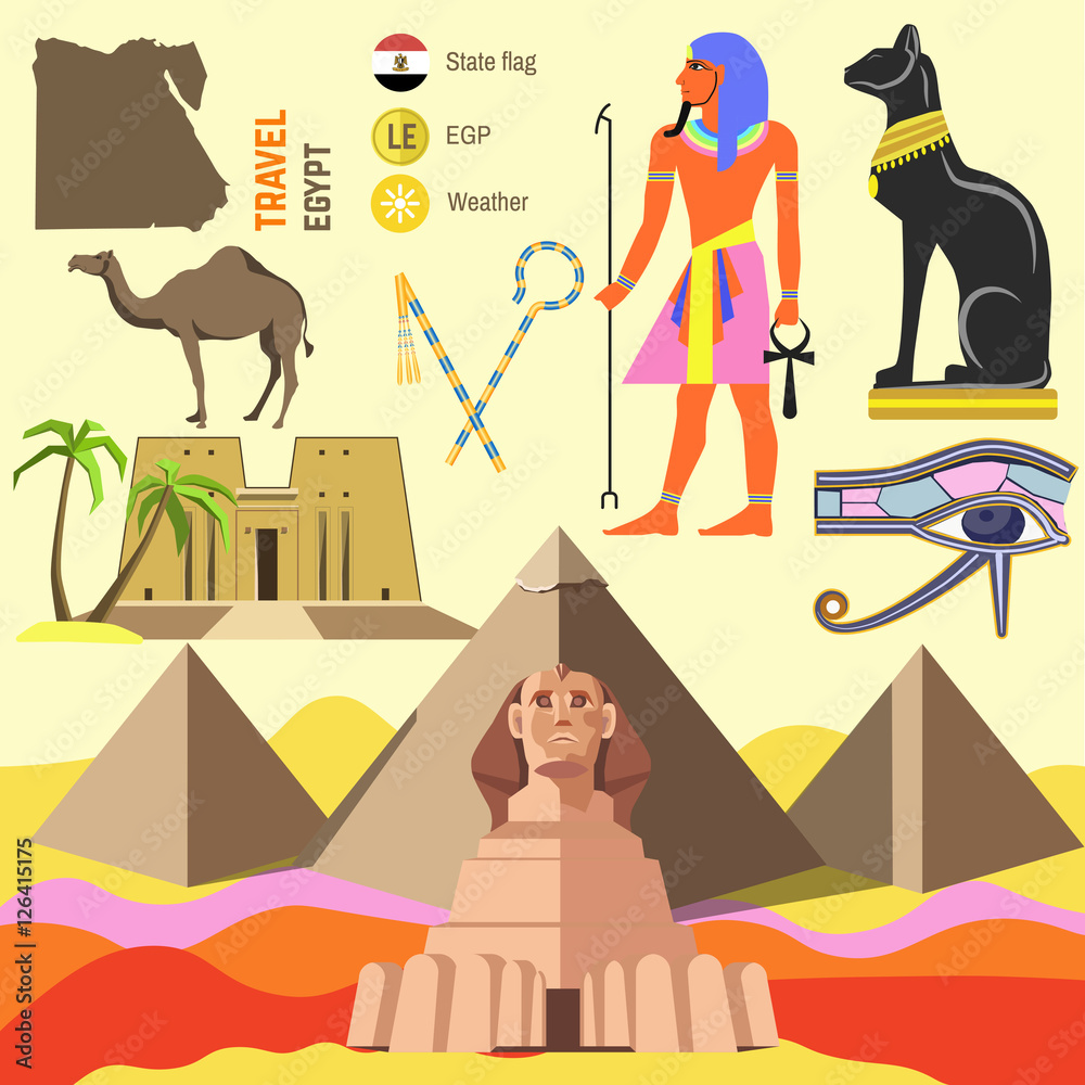 Vector set of Egypt symbols. Stock Vector | Adobe Stock