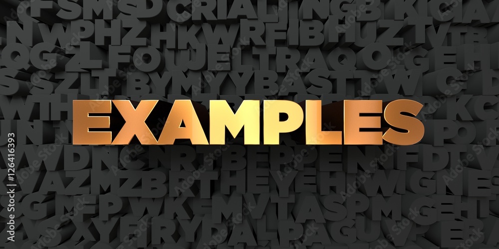 Examples - Gold text on black background - 3D rendered royalty free ...