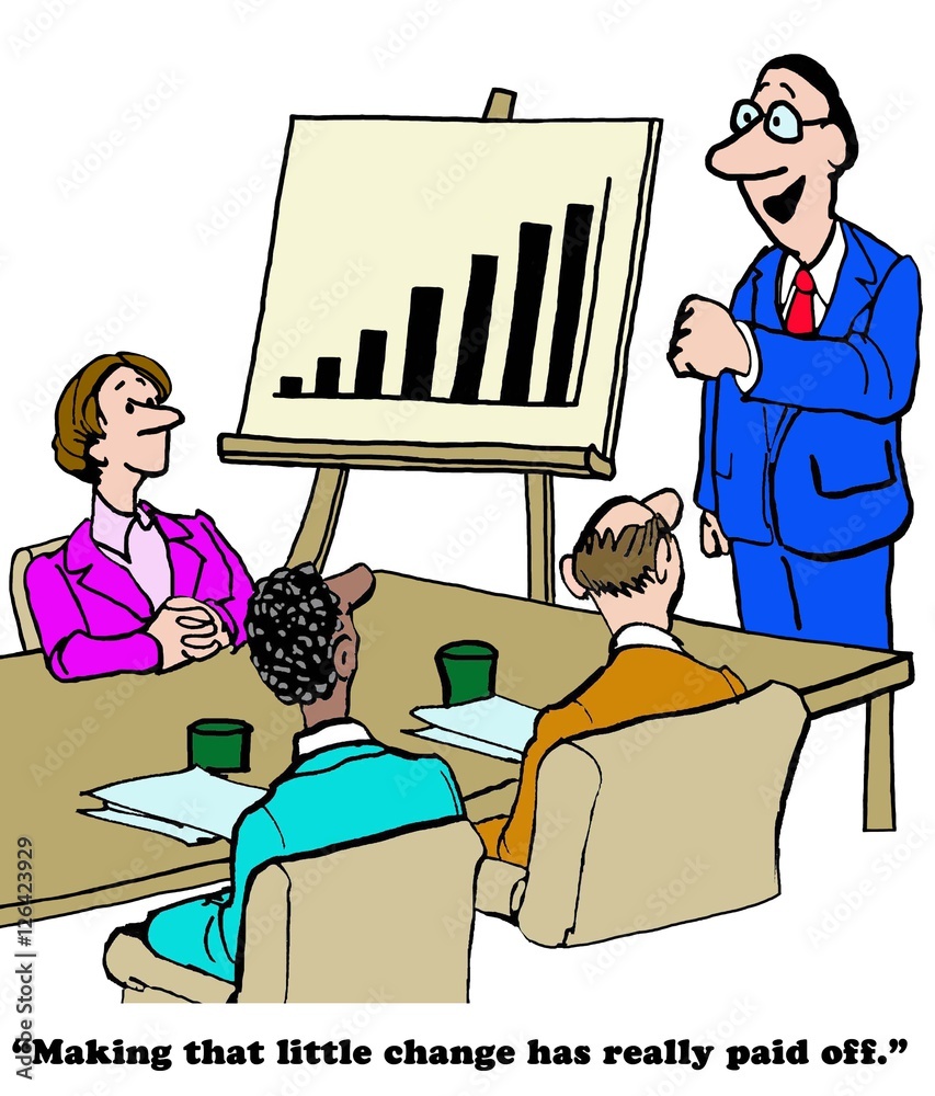 Color business cartoon of a team that embraced change with outstanding ...