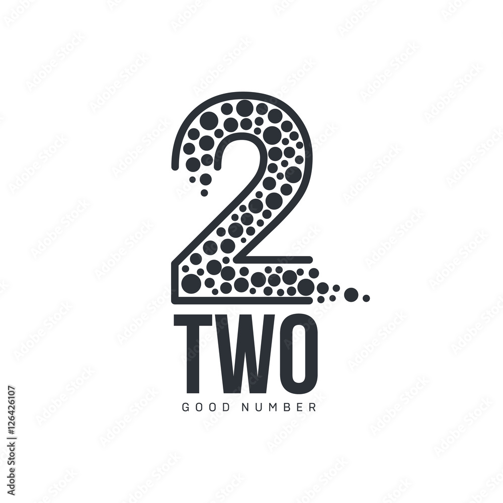 Vecteur Stock Black and white number two logo formed by abstract dot ...