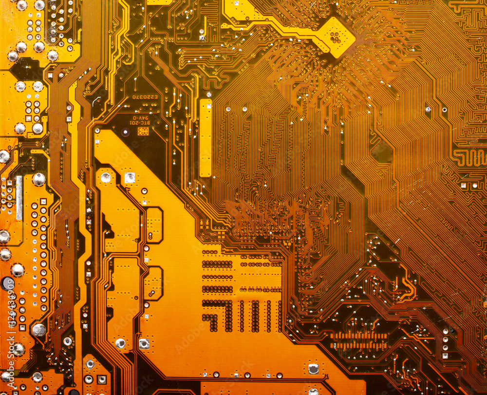 yellow electronic circuit board Stock Photo | Adobe Stock