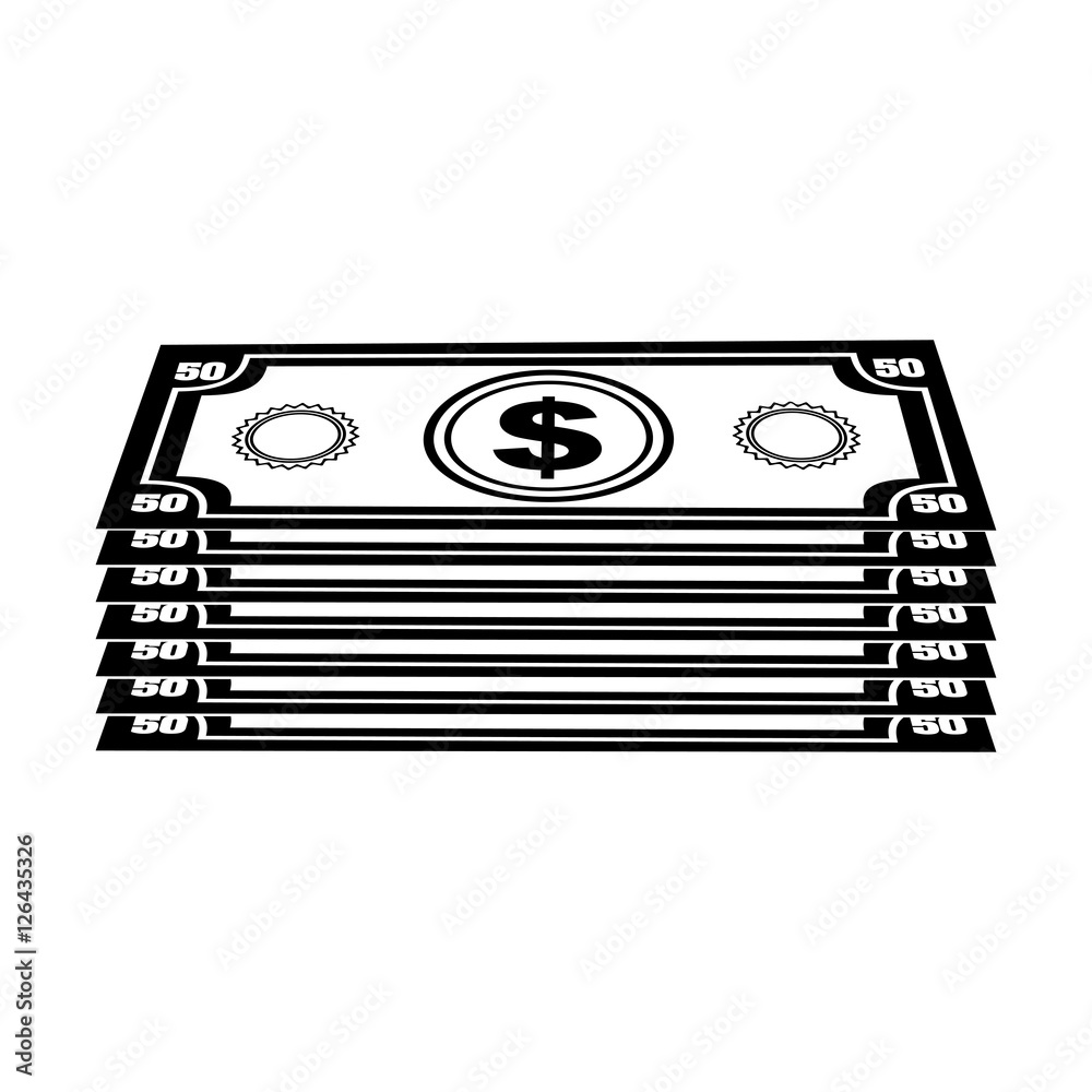 silhouette of money bills stack over white background. vector ...