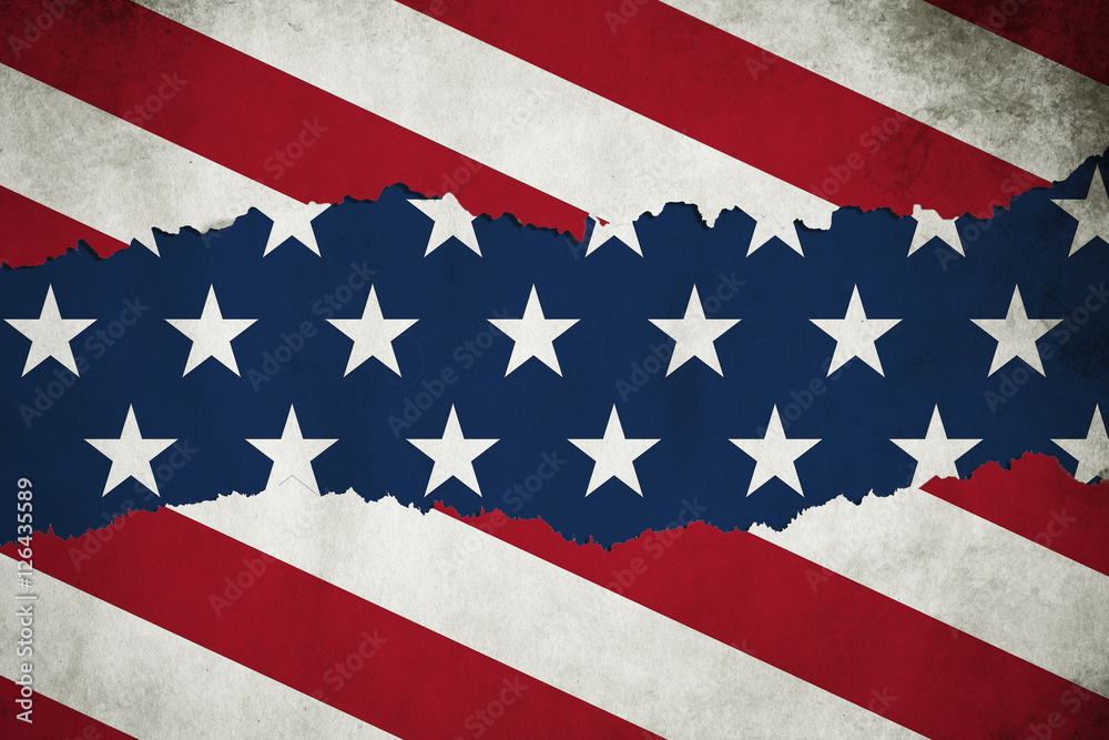 grunge ripped paper American USA flag pattern, torn paper Stock ...