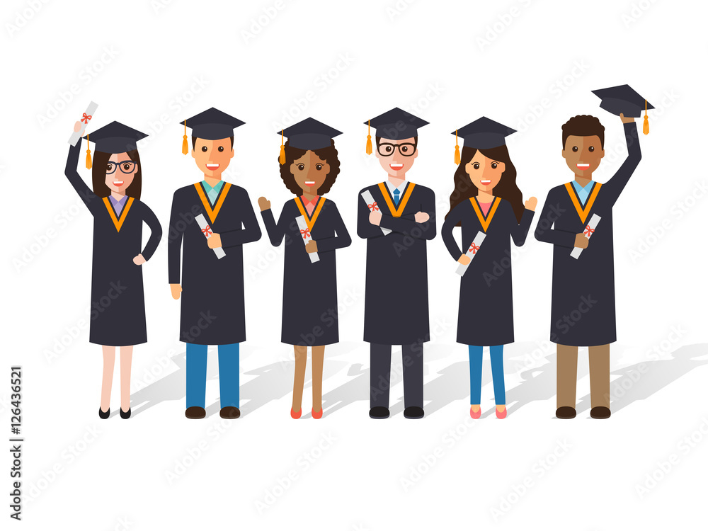 Graduation students Stock Vector | Adobe Stock
