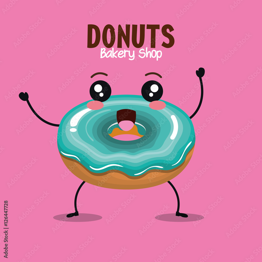 delicious donut comic character vector illustration design Stock Vector ...