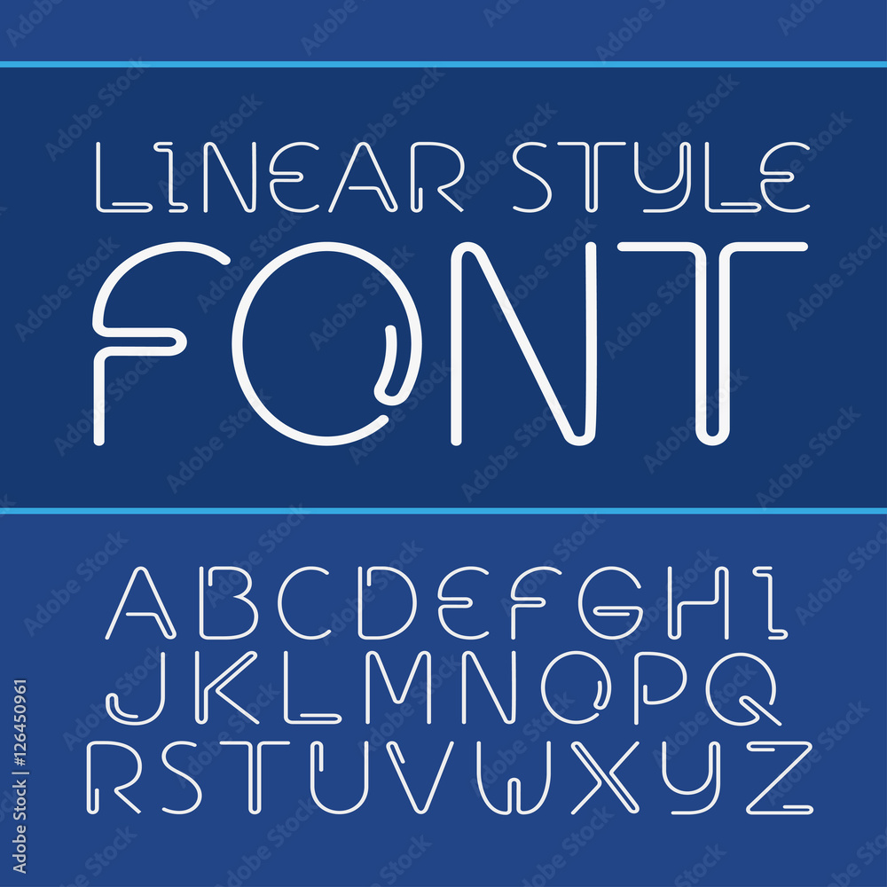 Vector linear font - simple and minimalistic alphabet in line style Stock Vector | Adobe Stock