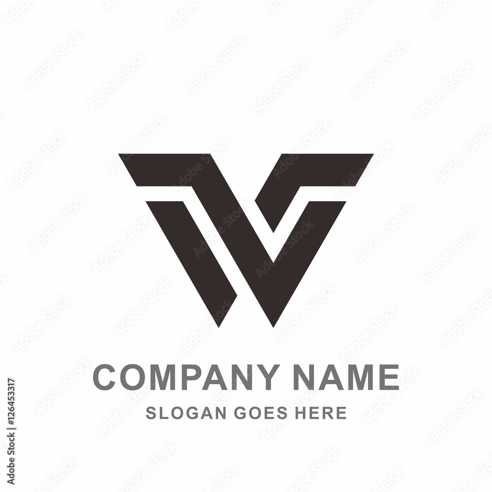 Vecteur Stock Monogram Letter V Double Triangle Strips Business Company vecteur-stock-monogram-letter-v-double-triangle-strips-business-company
