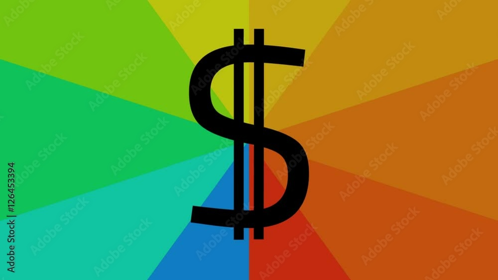 Animation of dollar sign on black background. Appearance of dollar sign ...
