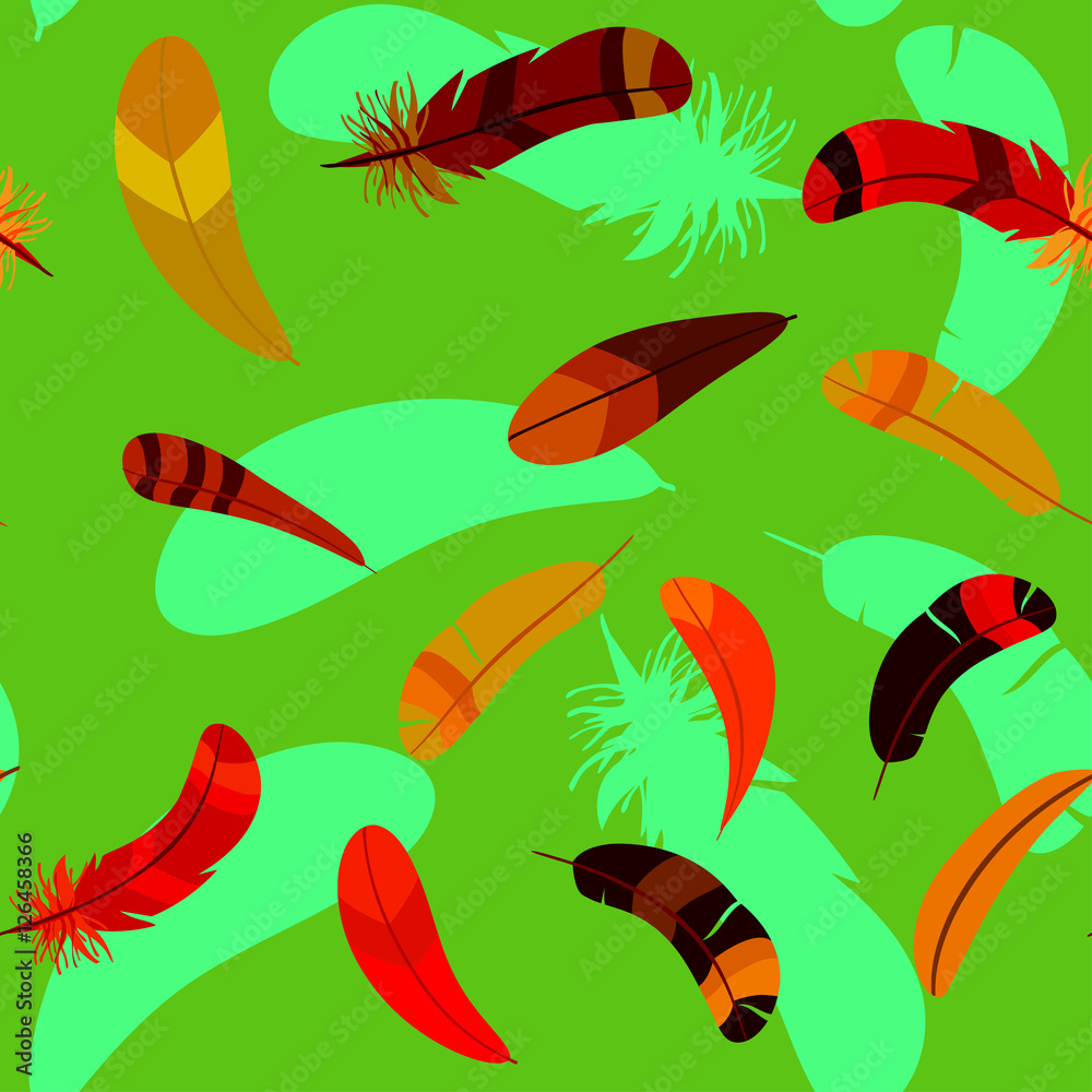 feathers in seamless cartoon pattern Stock Vector | Adobe Stock