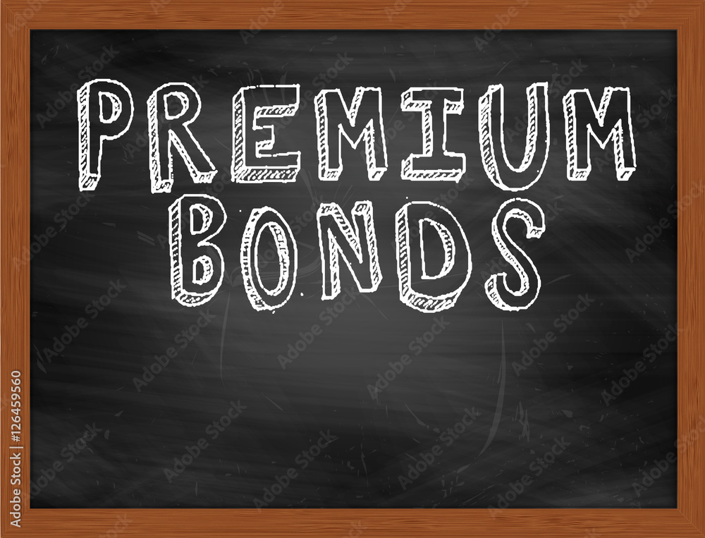 PREMIUM BONDS handwritten text on black chalkboard Stock Illustration ...