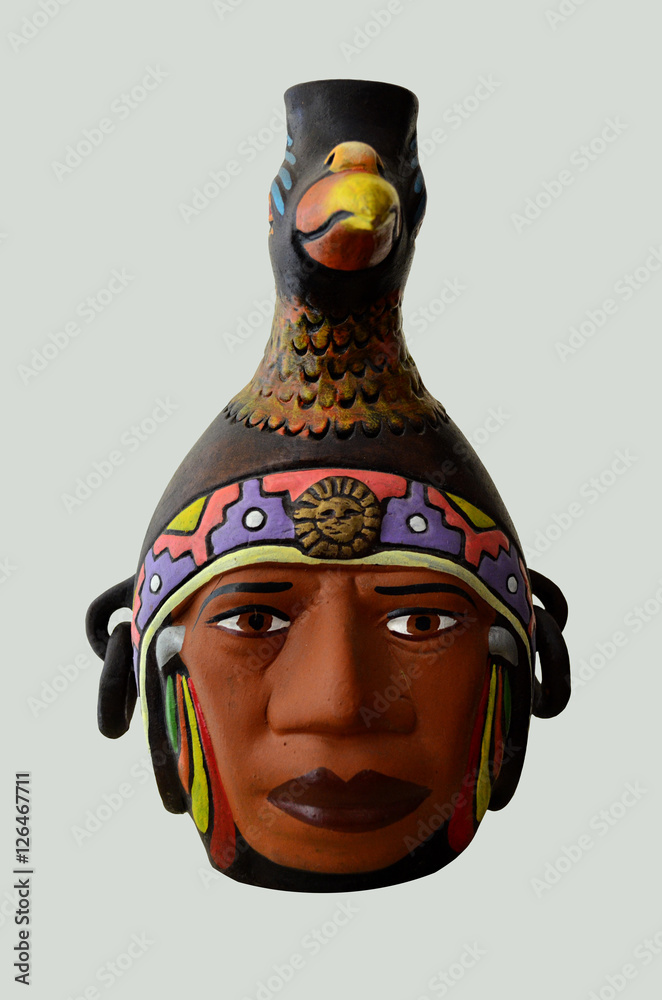 Vasija aborigen hecha a mano y colorida, artesanía tradicional de ...