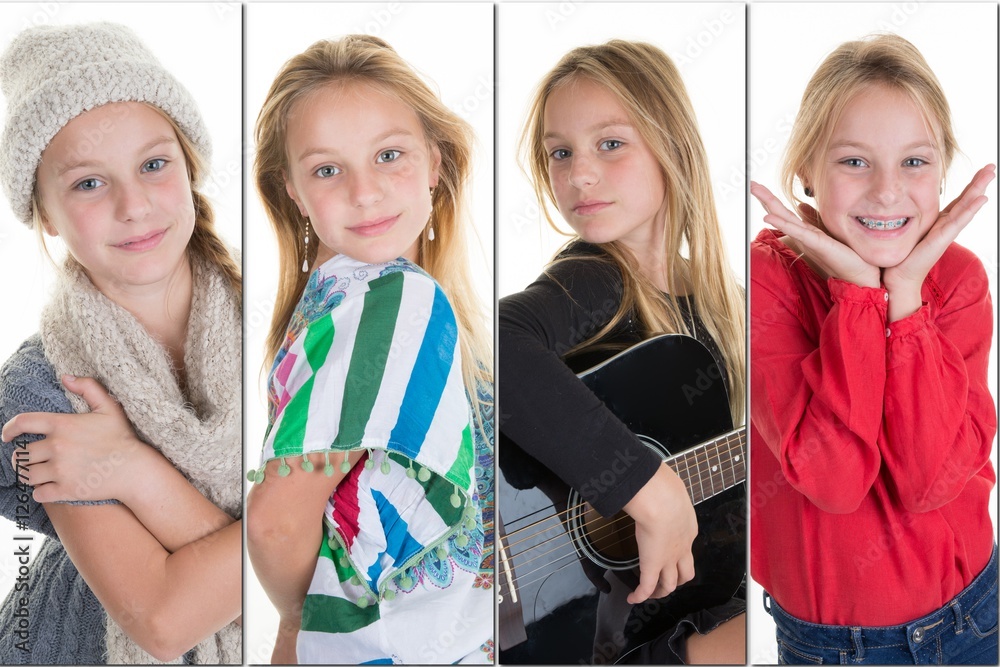 Foto de Collage of four images with emotional portraits with kids. do ...