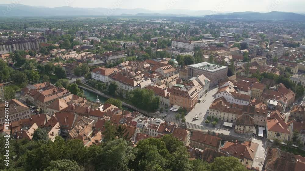 Red roofs of ancient European city, historical sightseeing tour, aerial ...