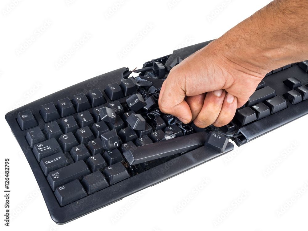 keyboard smashed by angry user Stock Photo | Adobe Stock