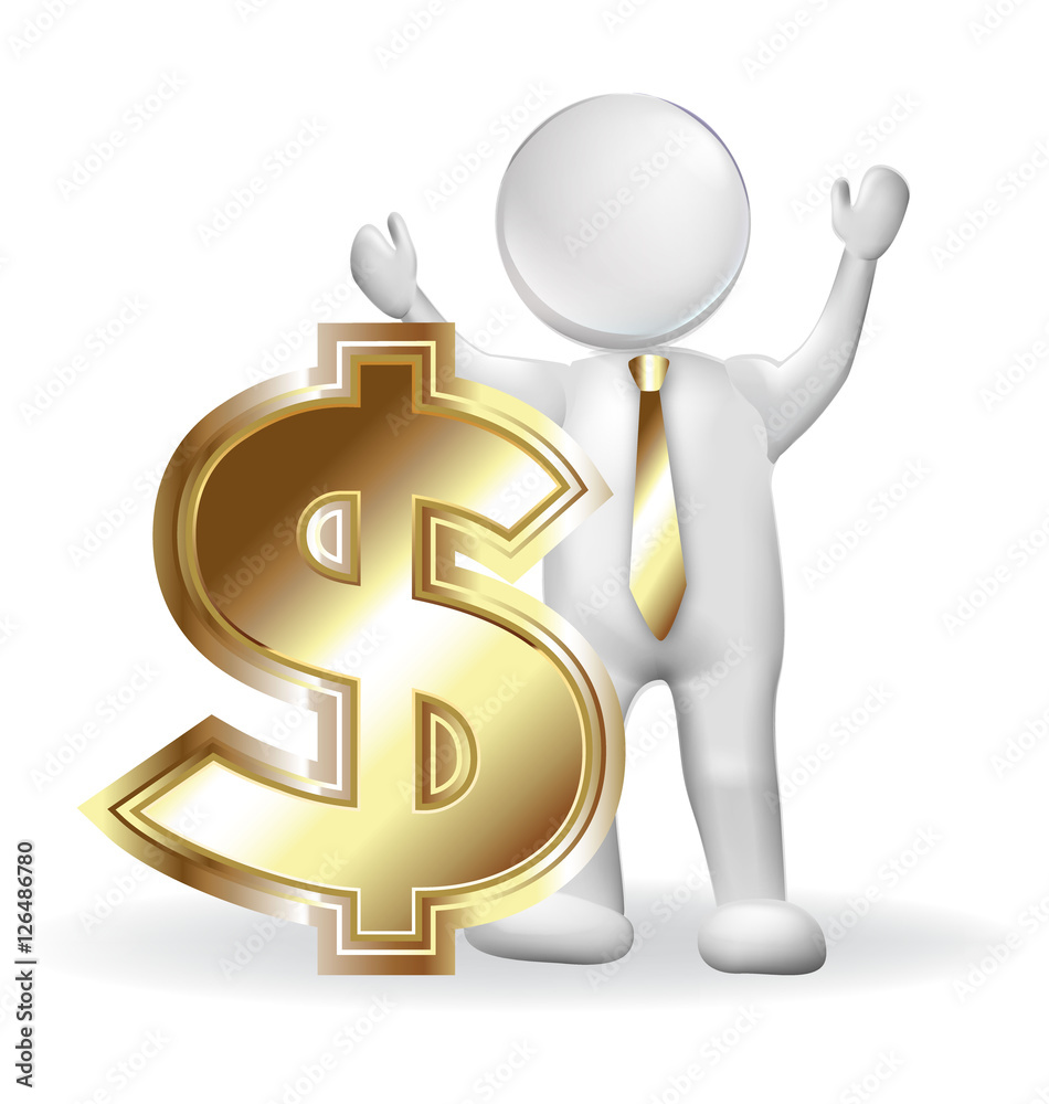 3D man with dollar money sign. Concept of manager vector logo design ...
