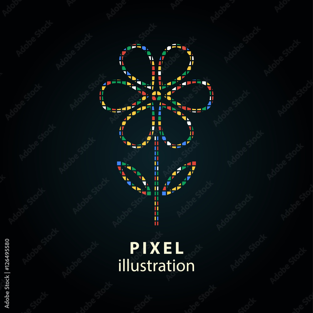 Flower - pixel illustration. Stock Vector | Adobe Stock