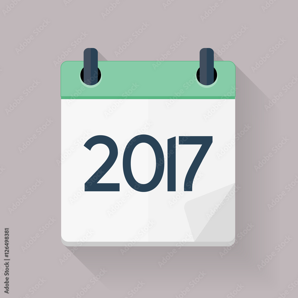 2017 New Year Calendar Flat Daily Icon Template. Vector Illustra Stock ...