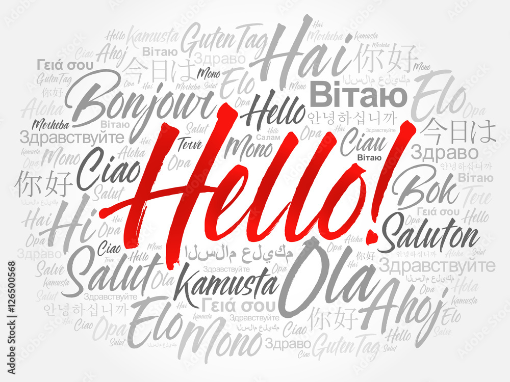Hello word cloud in different languages of the world, background ...