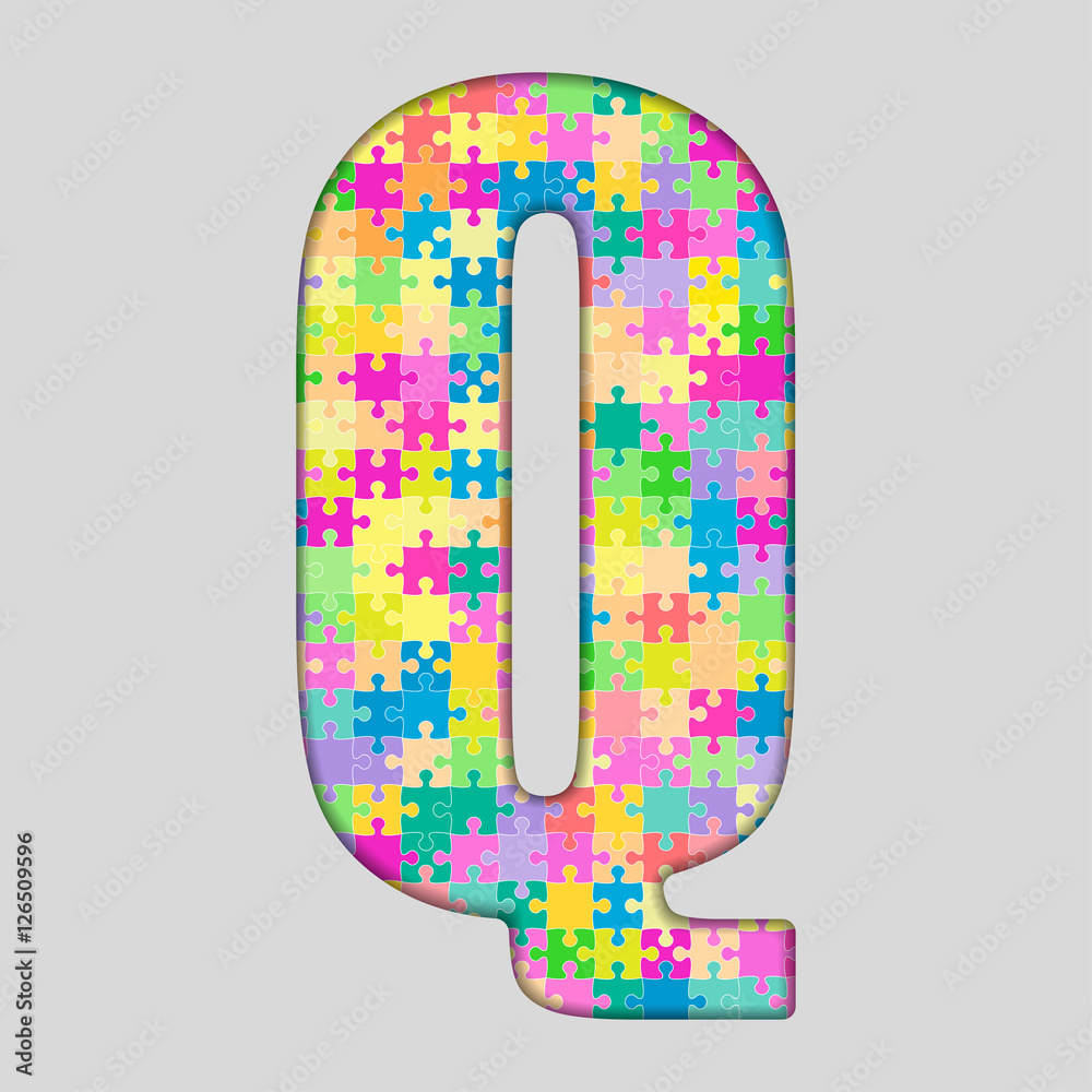 Puzzle Letter Alphabet - Q. Colored Puzzle Piece. Stock Vector | Adobe ...