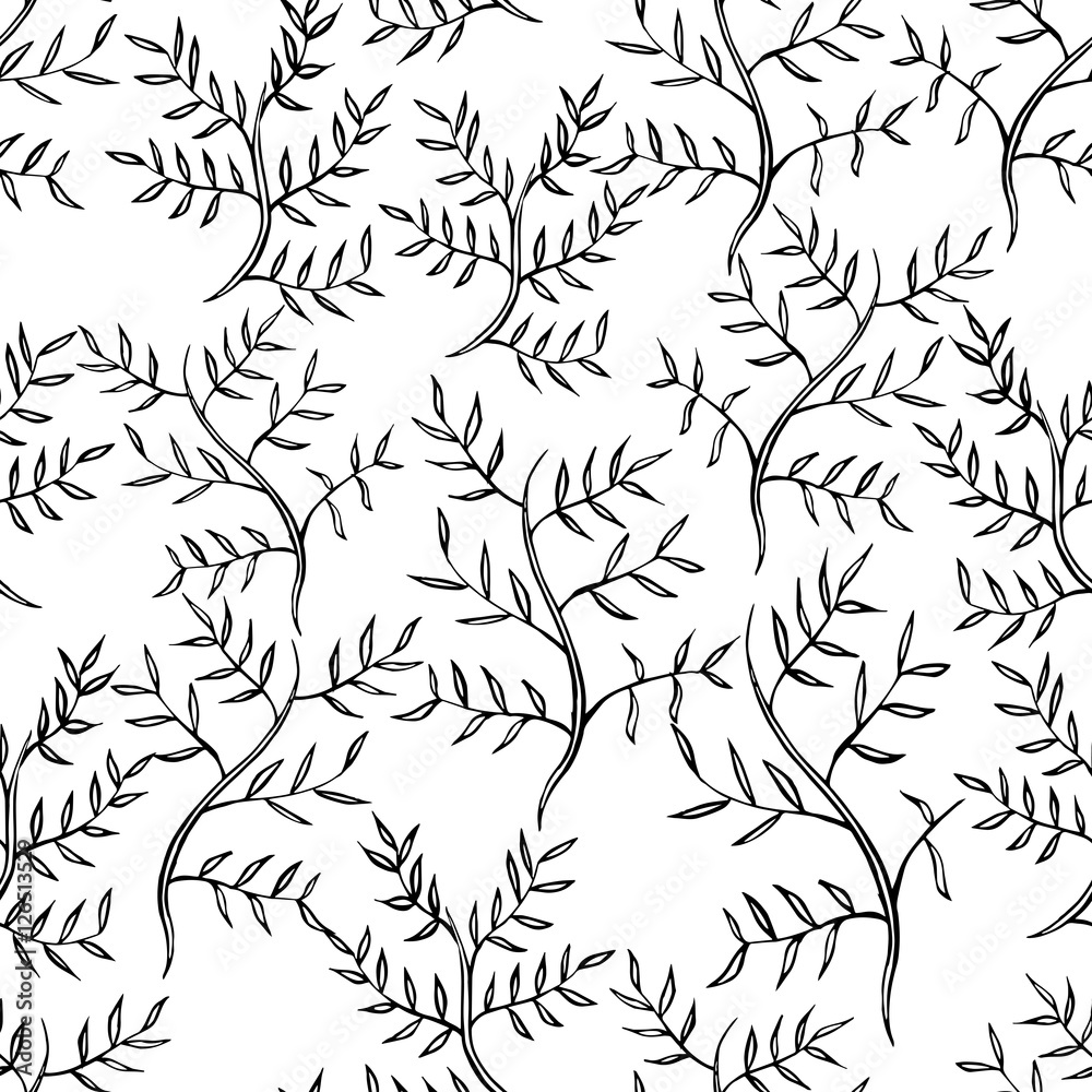 Branch seamless pattern with hand drawn elements, vector. Stock Vector ...