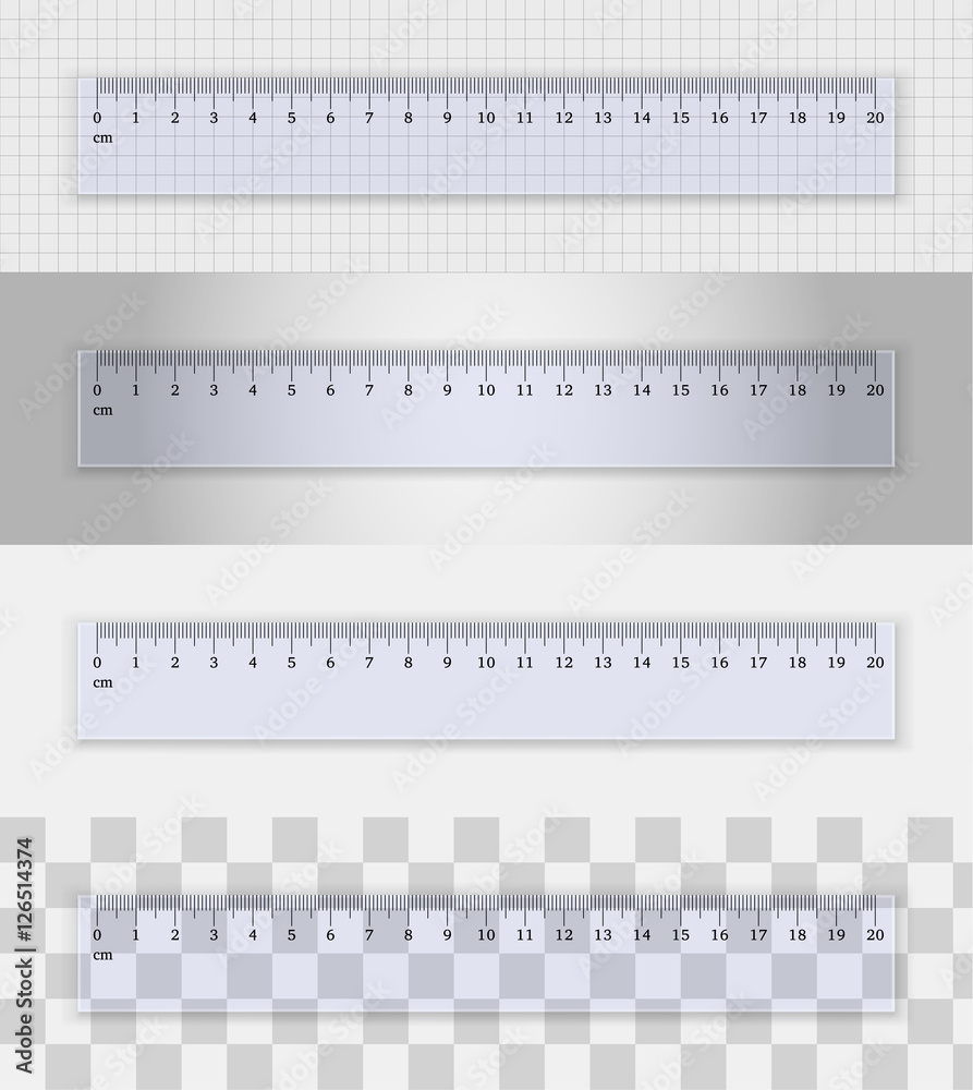 Transparent plastic ruler 20 centimeters Stock Vector | Adobe Stock