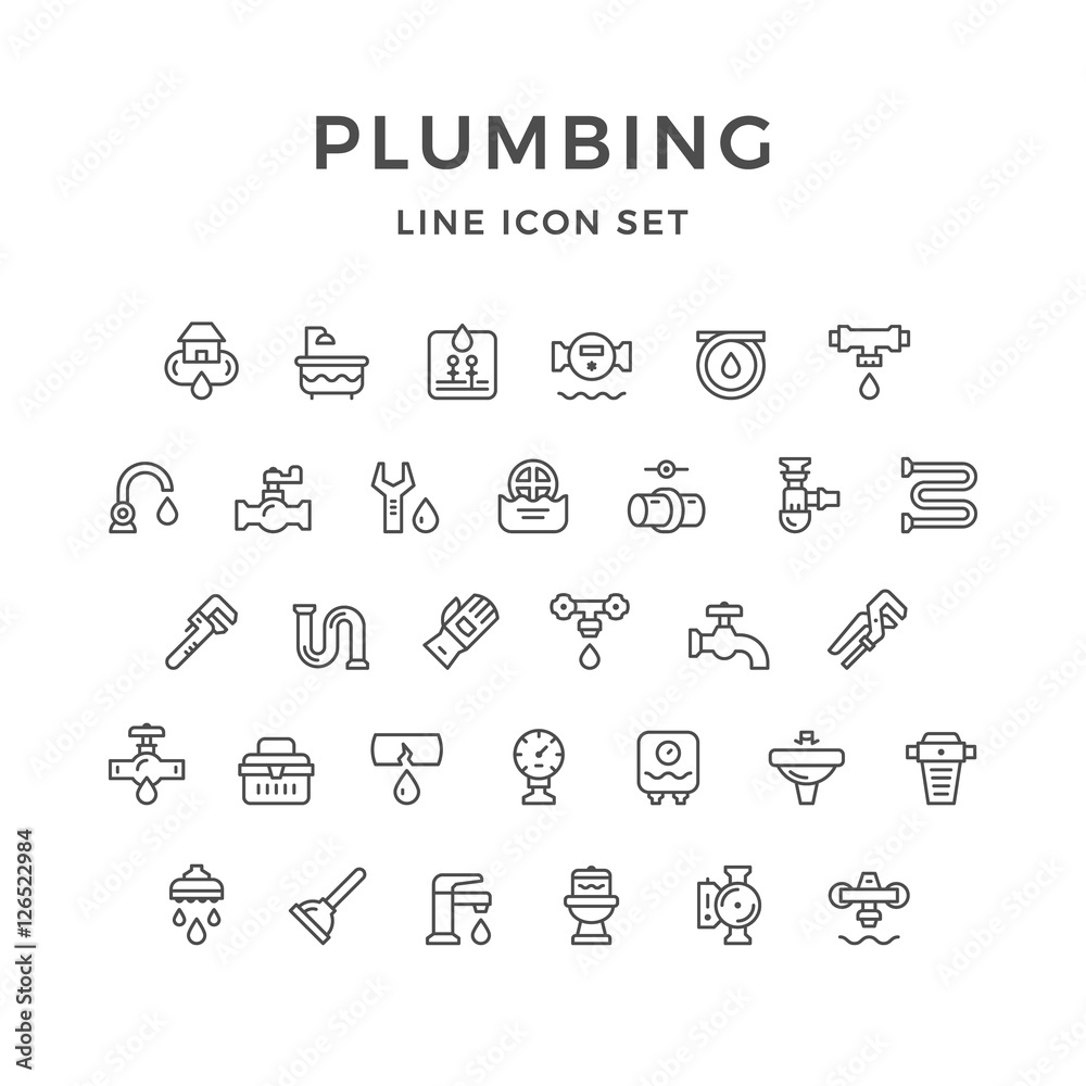Set line icons of plumbing Stock Vector | Adobe Stock