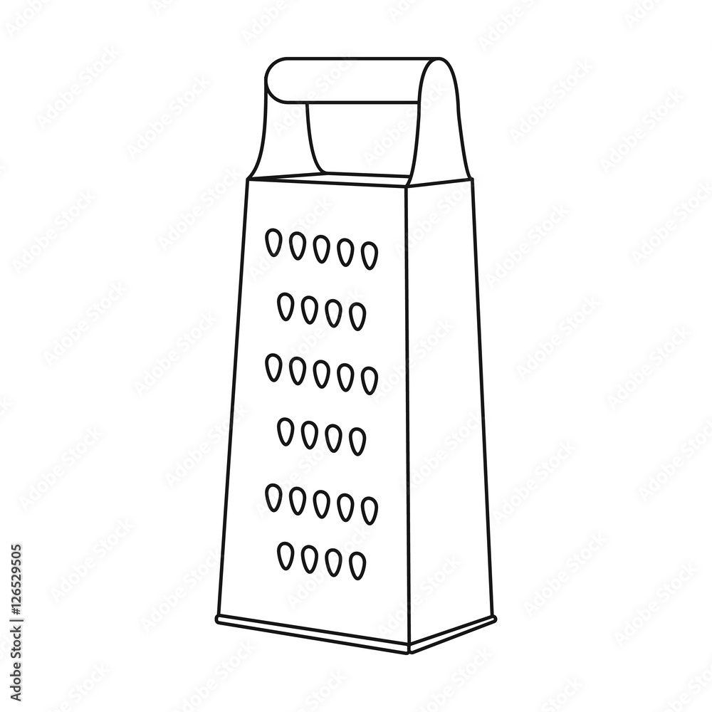 Grater icon in outline style isolated on white background. Kitchen ...