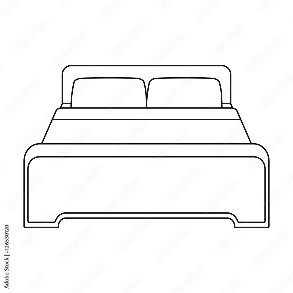 Bed icon in outline style isolated on white background. Hotel symbol ...