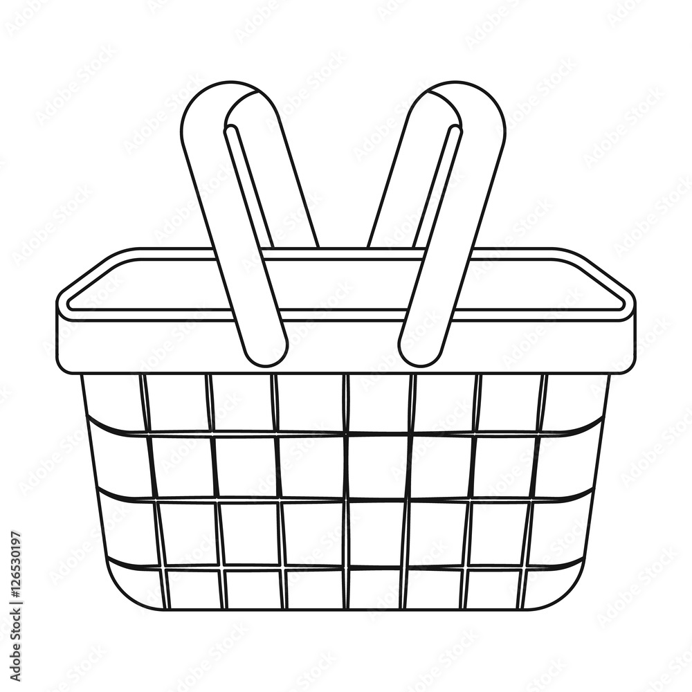 Picnic basket icon in outline style isolated on white background. Park ...