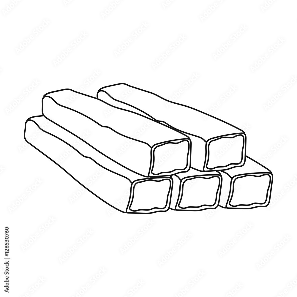 Crab sticks icon in outline style isolated on white background. Meats ...