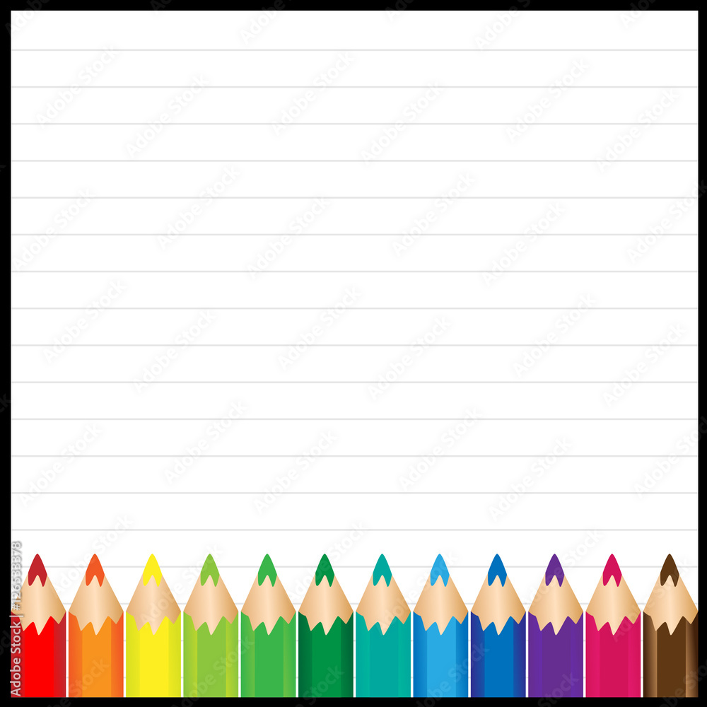 Colorful pencil with paper background Stock Illustration | Adobe Stock