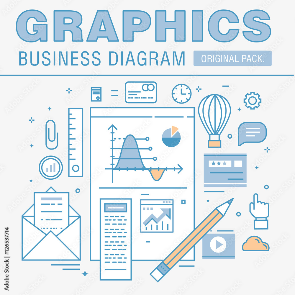 Business graphics of modern office industry. Thin line diagram concept ...
