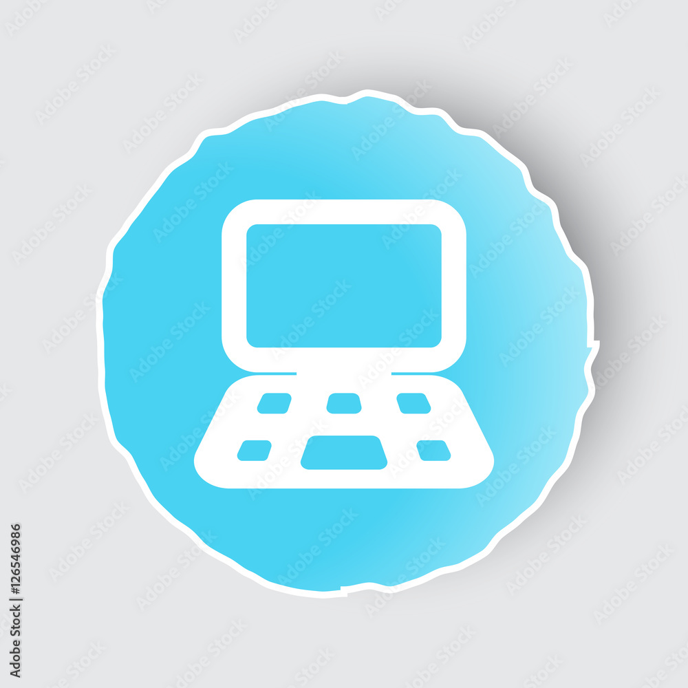 Blue app button with Computer icon on white. Stock Vector | Adobe Stock