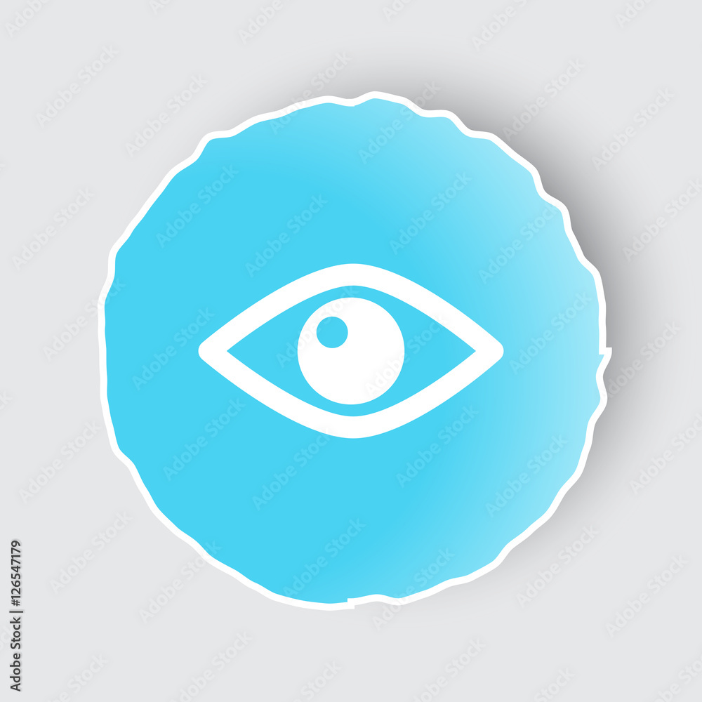 Blue app button with Eye icon on white. Stock Vector | Adobe Stock