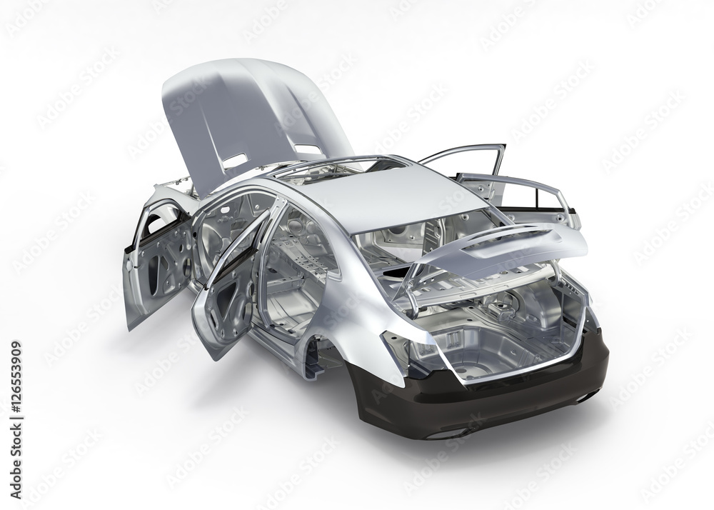body car with no wheel isolated on white background 3d Stock ...