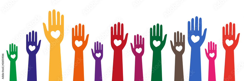 colorful hands with hearts Stock Vector | Adobe Stock