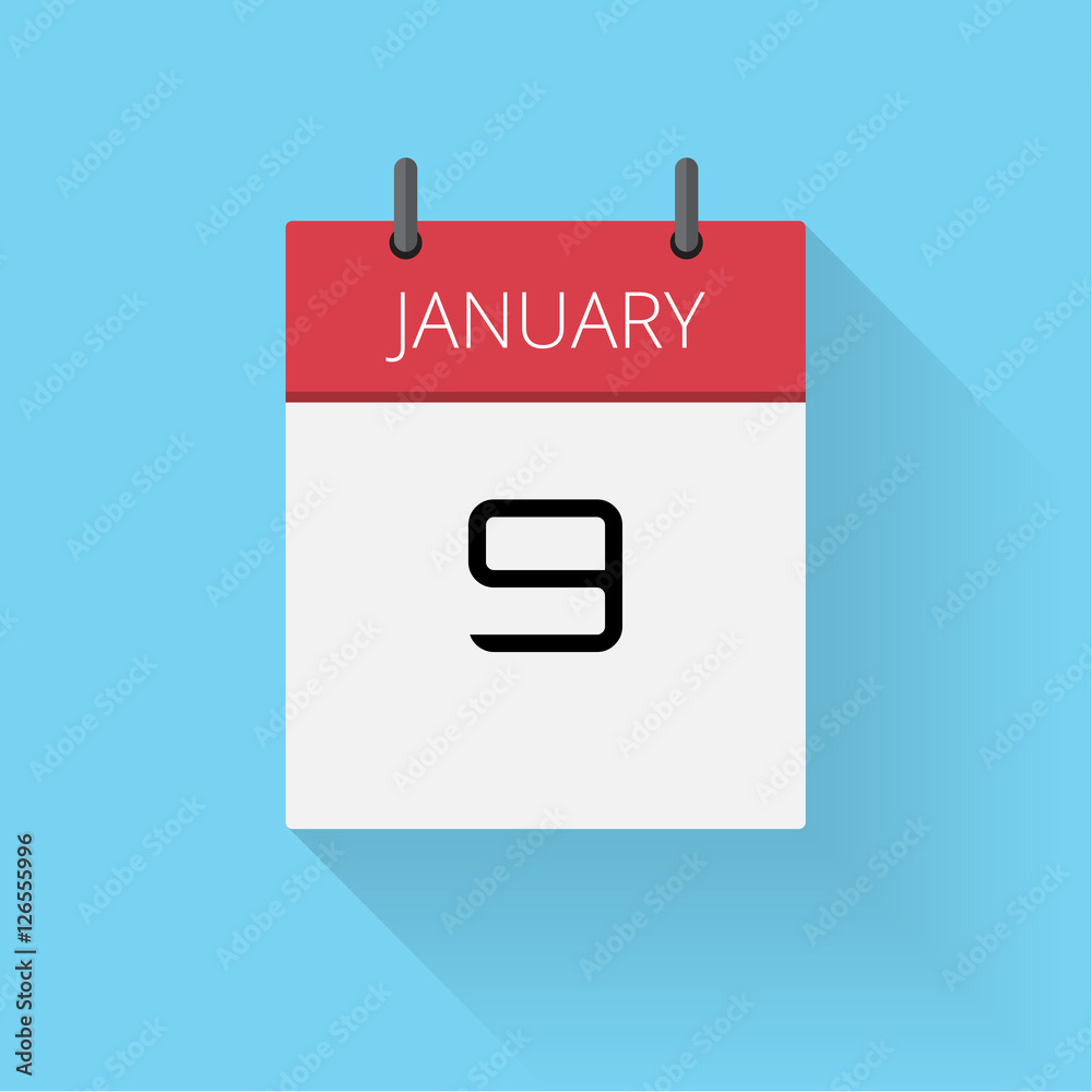 January 9, Daily calendar icon, Date and time, day, month, Holiday ...