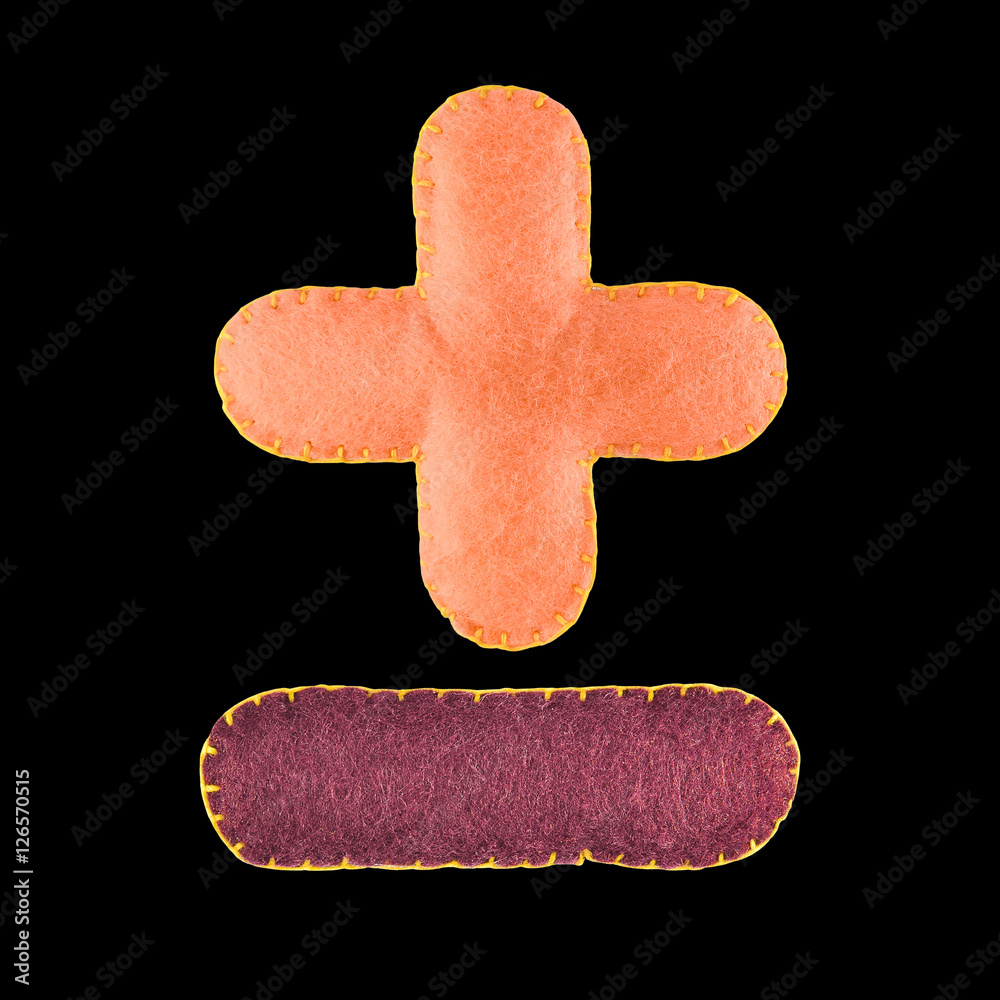 Handmade plus minus sign from felt. Collection of colorful handmade ...